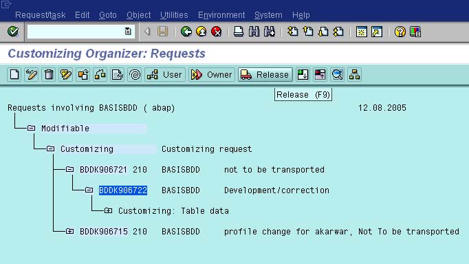 SE10: View and Release SAP Transport Requests in SAP ABAP