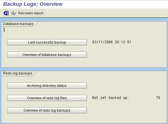Backup Log Overview Db12