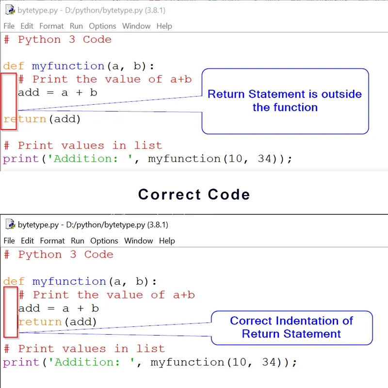 SyntaxError Return Outside Function In Python