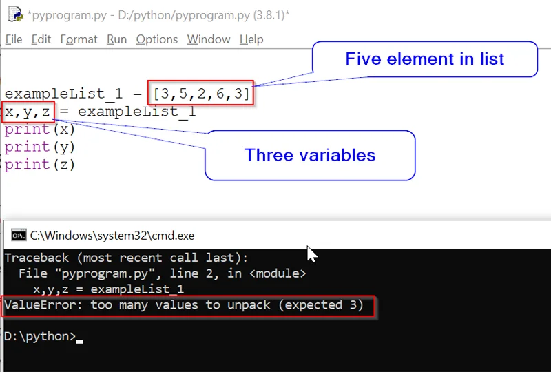 ValueError Too Many Values To Unpack In Python