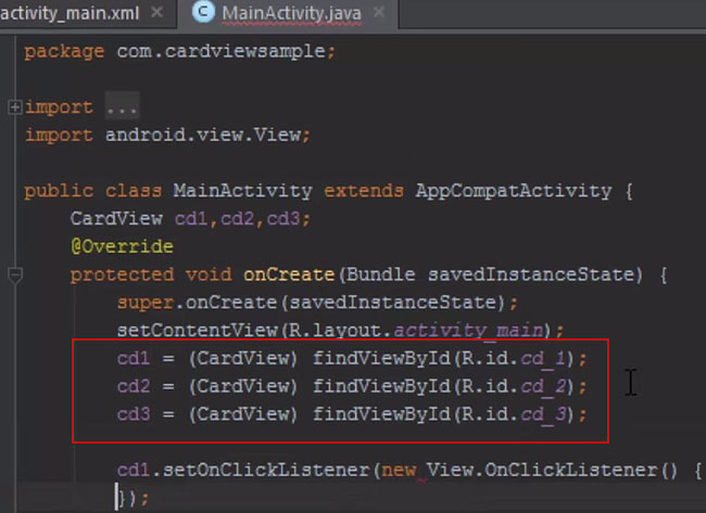 CardView Example in Android Studio CardView Example in Android Studio