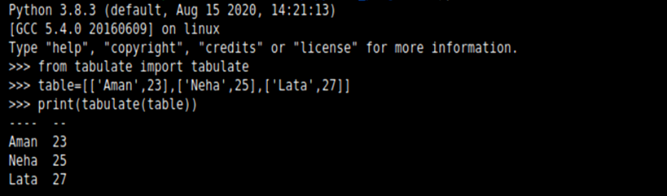 How To Create Table In Python