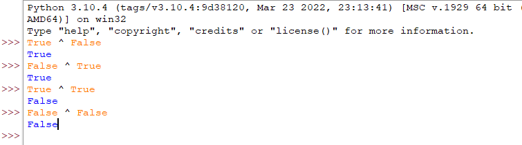 Working Of Xor Operator With Boolean And Integer In Python